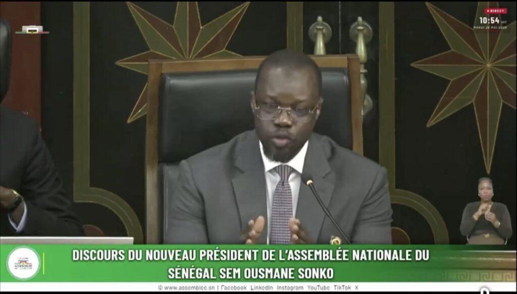 Sonko élu président de l'Assemblée nationale avec 132 voix